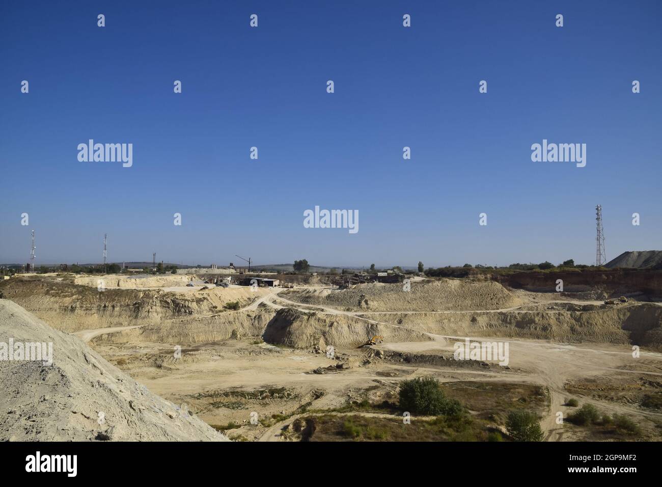Large quarry for gravel mining, sand and clay. Mining machines and ...