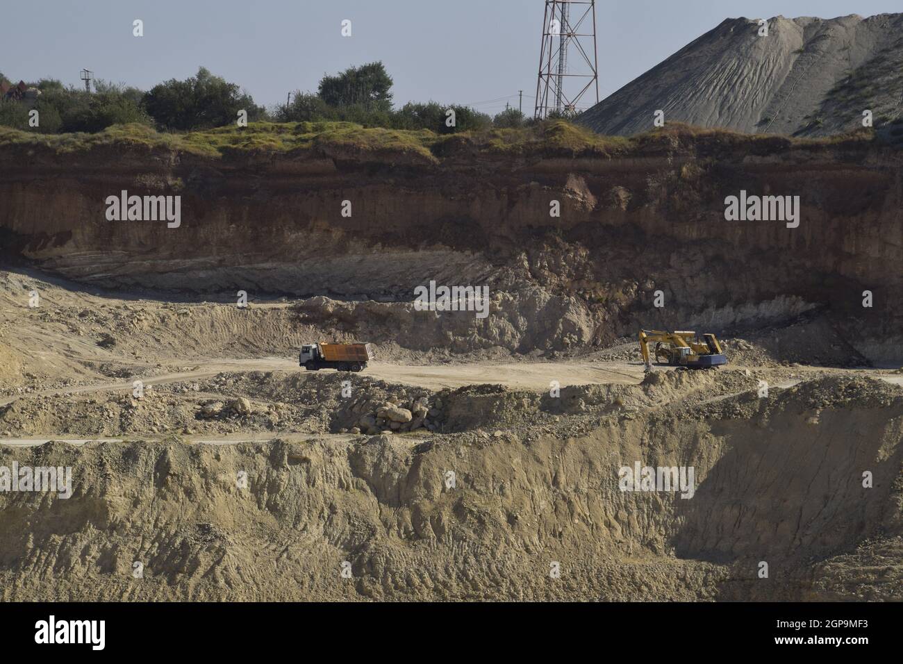 Large quarry for gravel mining, sand and clay. Mining machines and ...