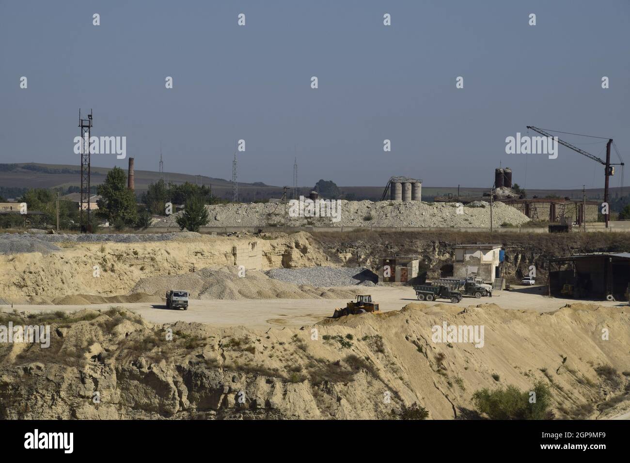 Large quarry for gravel mining, sand and clay. Mining machines and ...