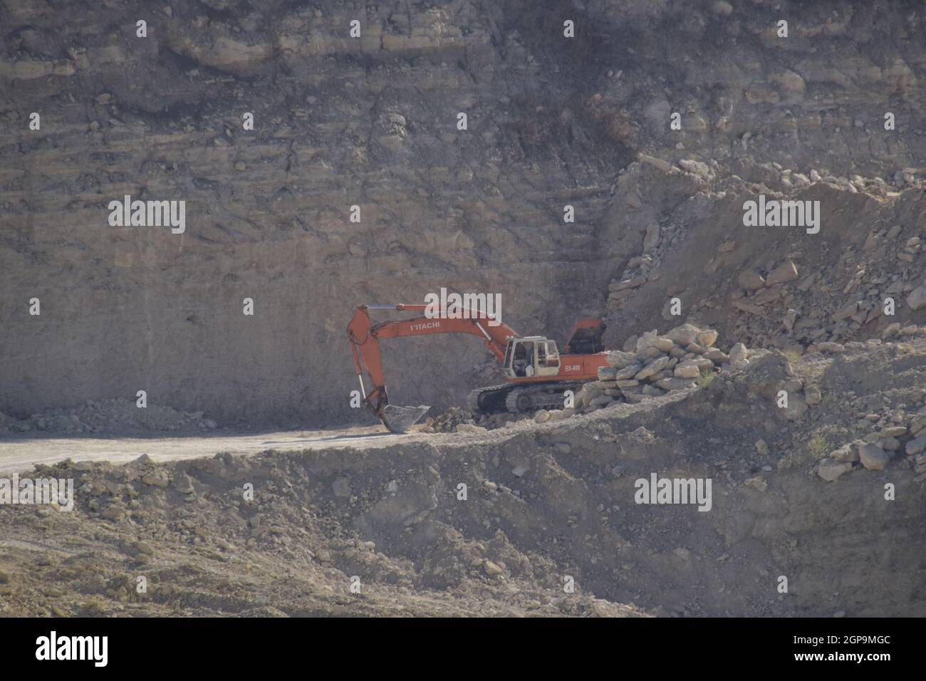 Large quarry for gravel mining, sand and clay. Mining machines and ...