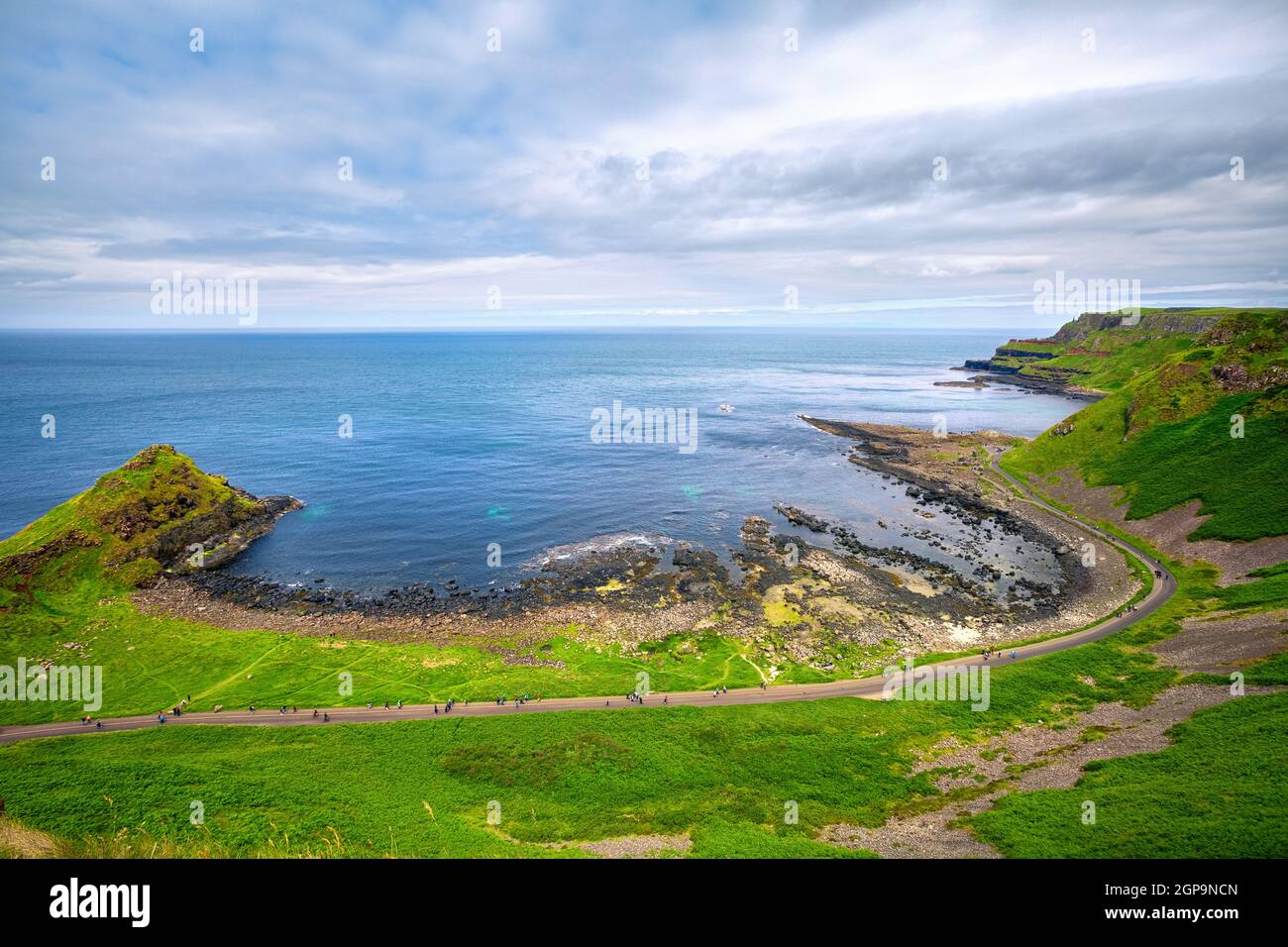 view on Portnaboe bay and North Antrim Cliff along the Giant's Causeway ...