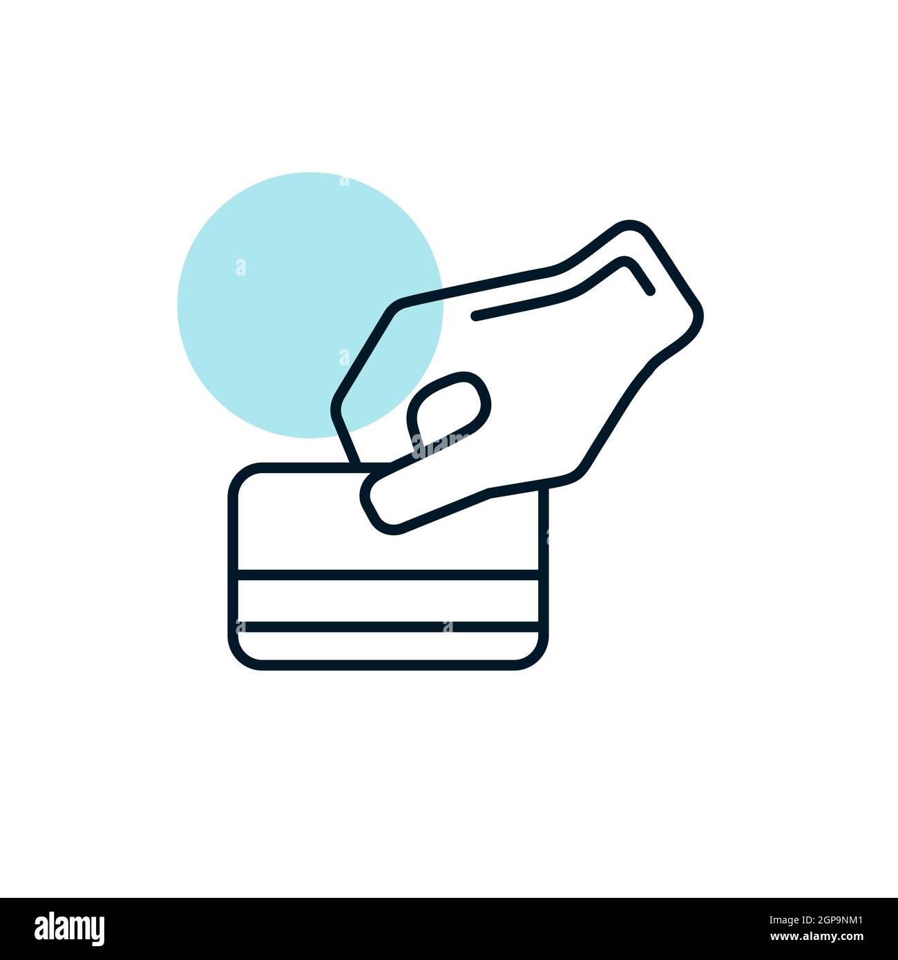 Hand swipe credit card during purchase outline icon. Business sign ...