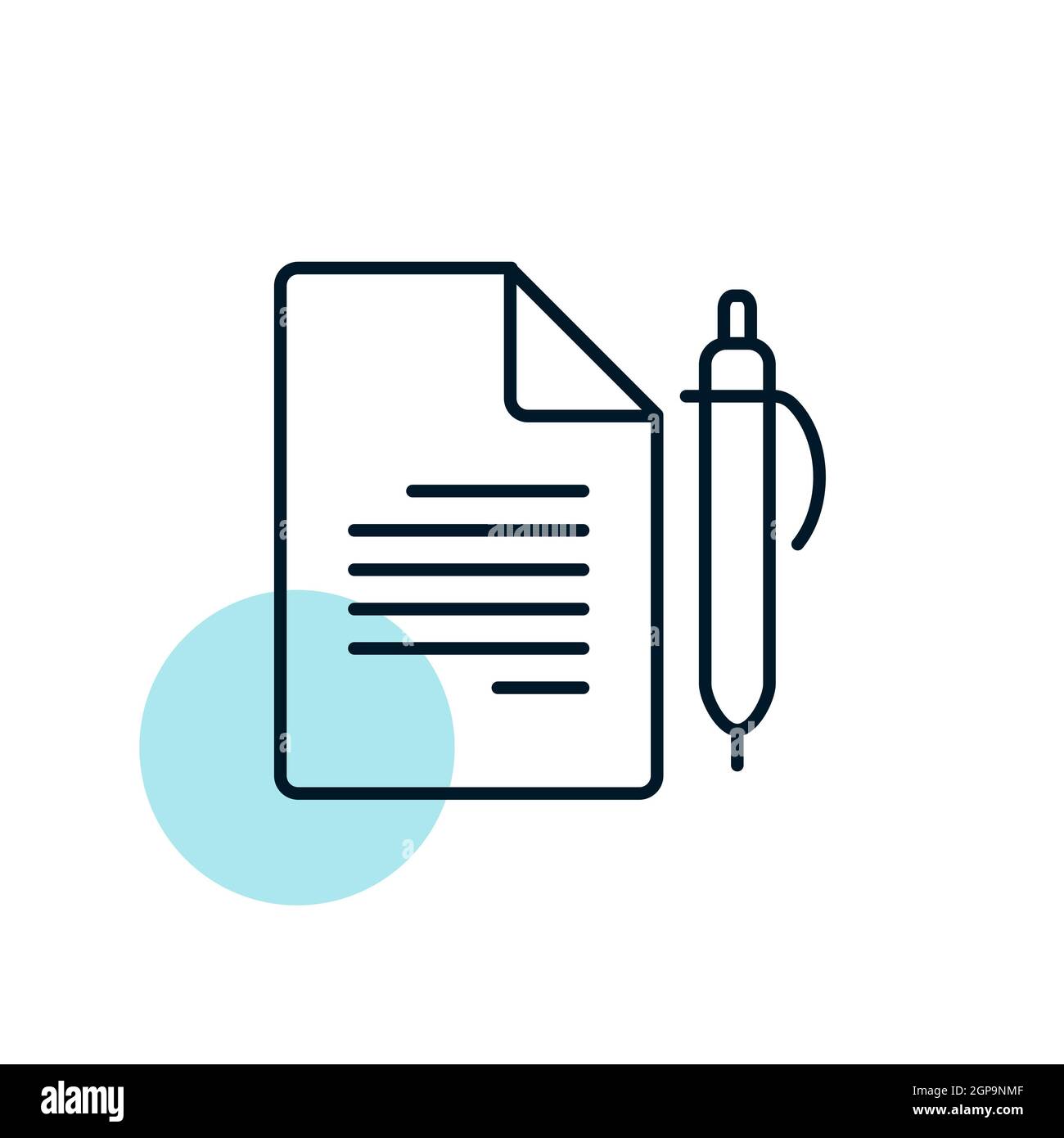 Contract Document With Pencil outline icon. Business sign. Graph symbol ...