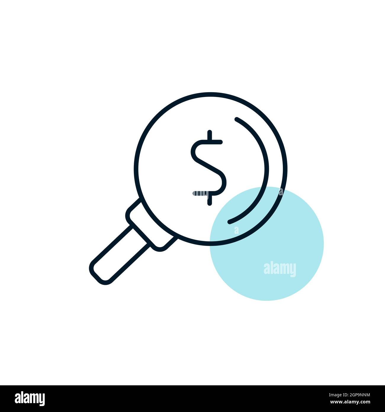 Looking for money. Dollar symbol under a magnifying glass icon vector ...