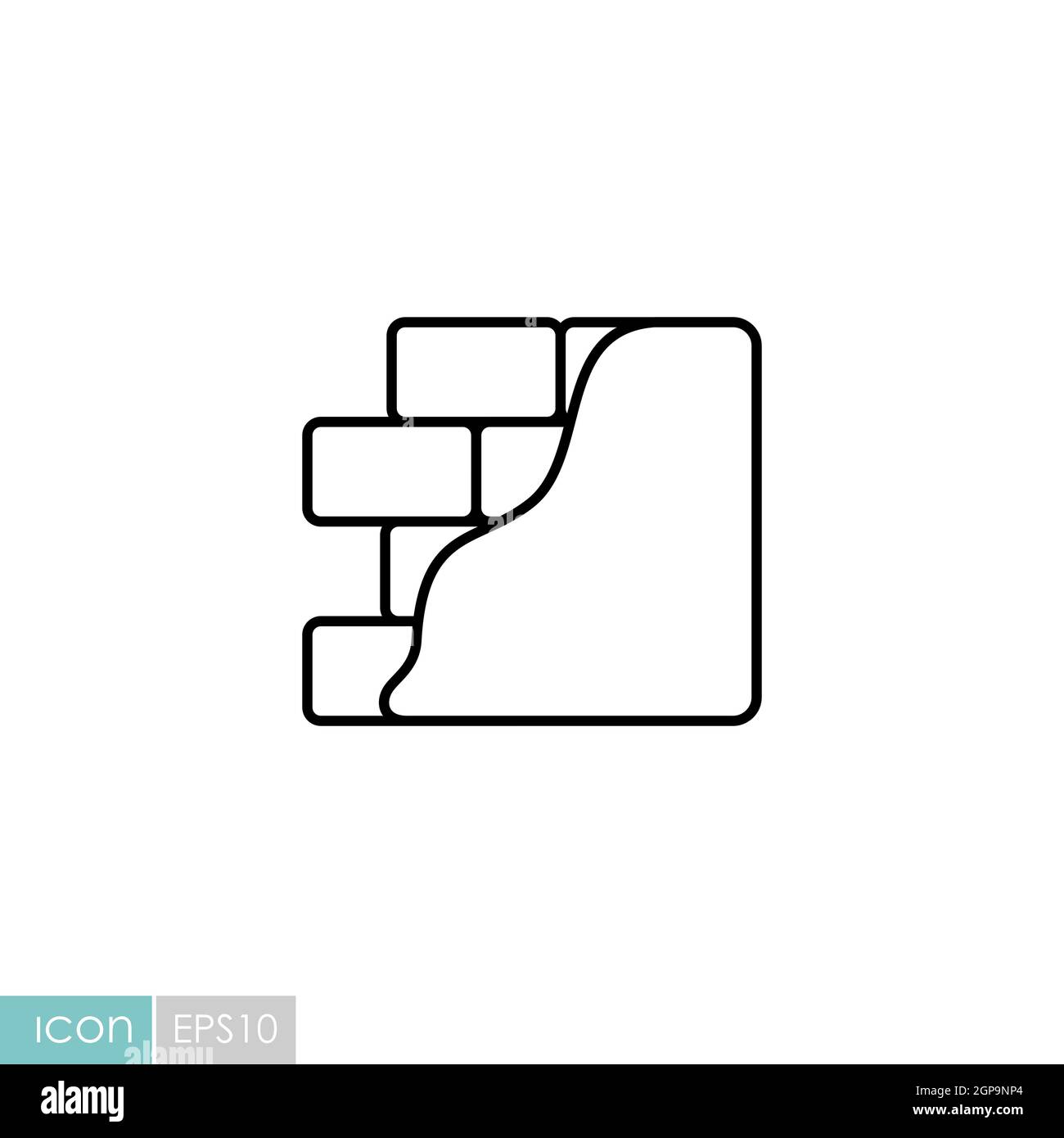 Brick wall with plaster or plastering icon. Construction, repair and ...