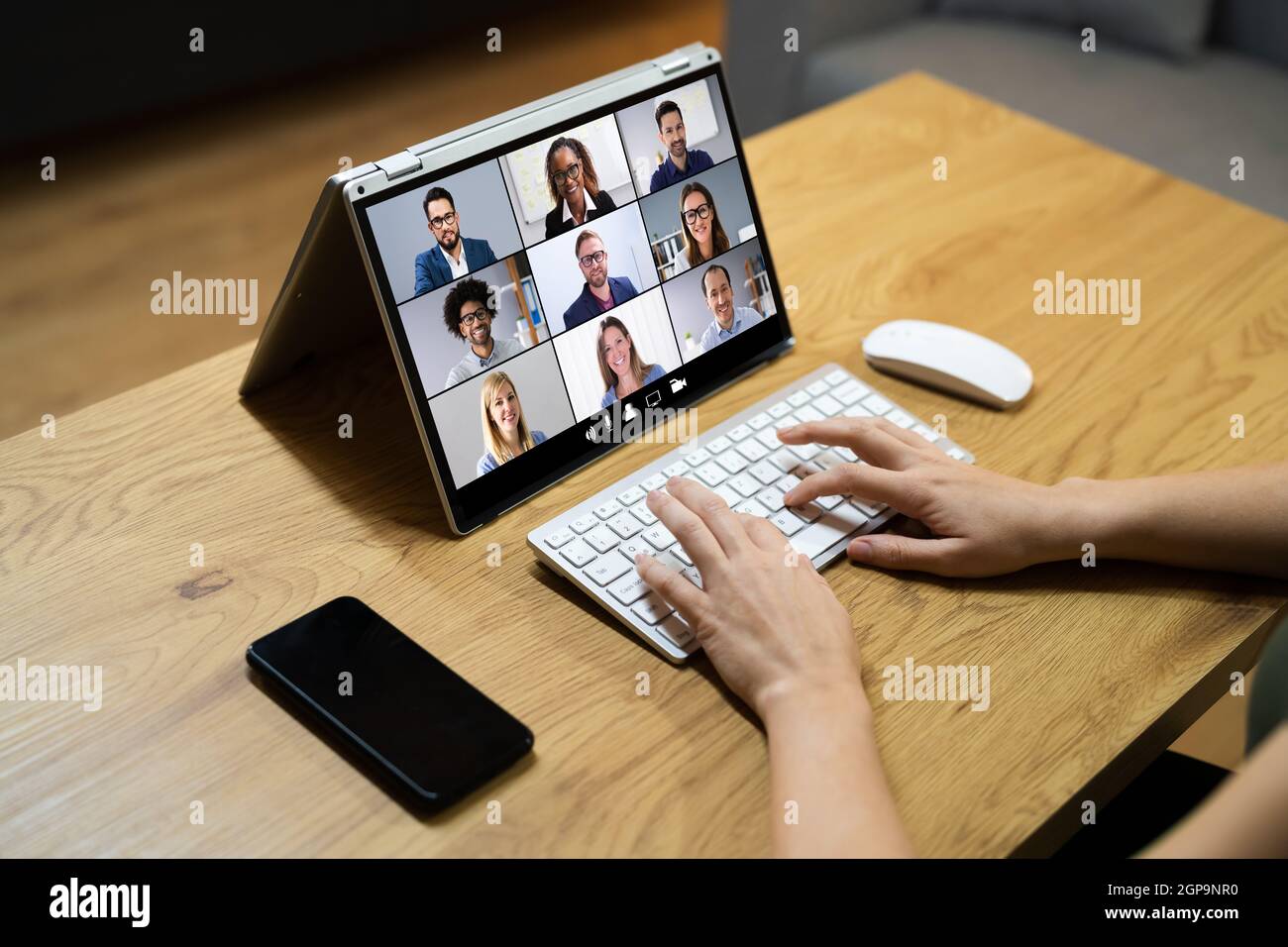 Digital Online Video Conference Webinar On Computer Stock Photo - Alamy