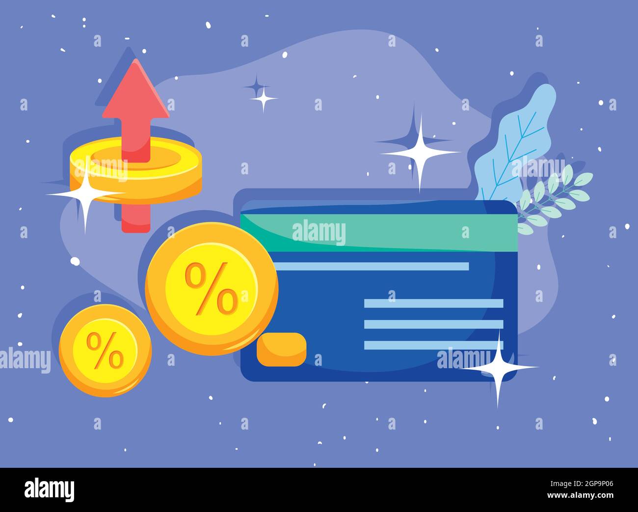 Coins with arrow and card of interest theme Stock Vector Image & Art ...