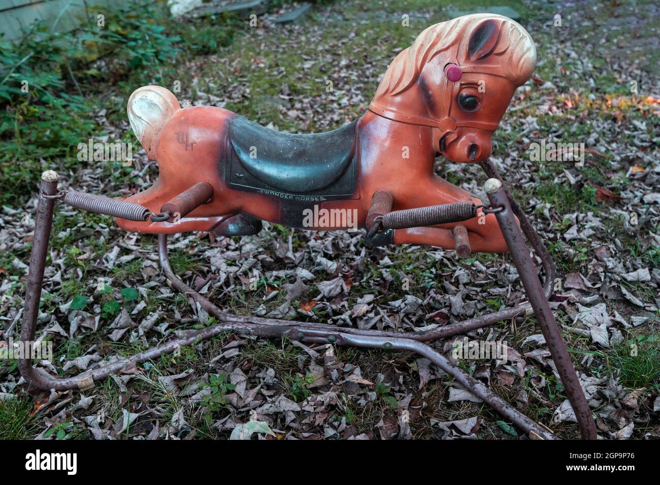 Antique Rocking Horse vintage toy with springs Stock Photo - Alamy
