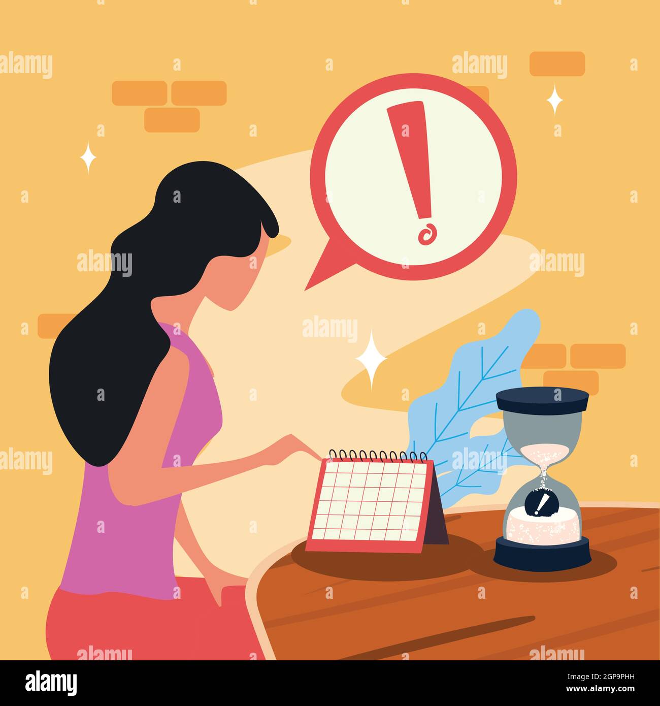 Woman looking calendar Stock Vector Images - Alamy