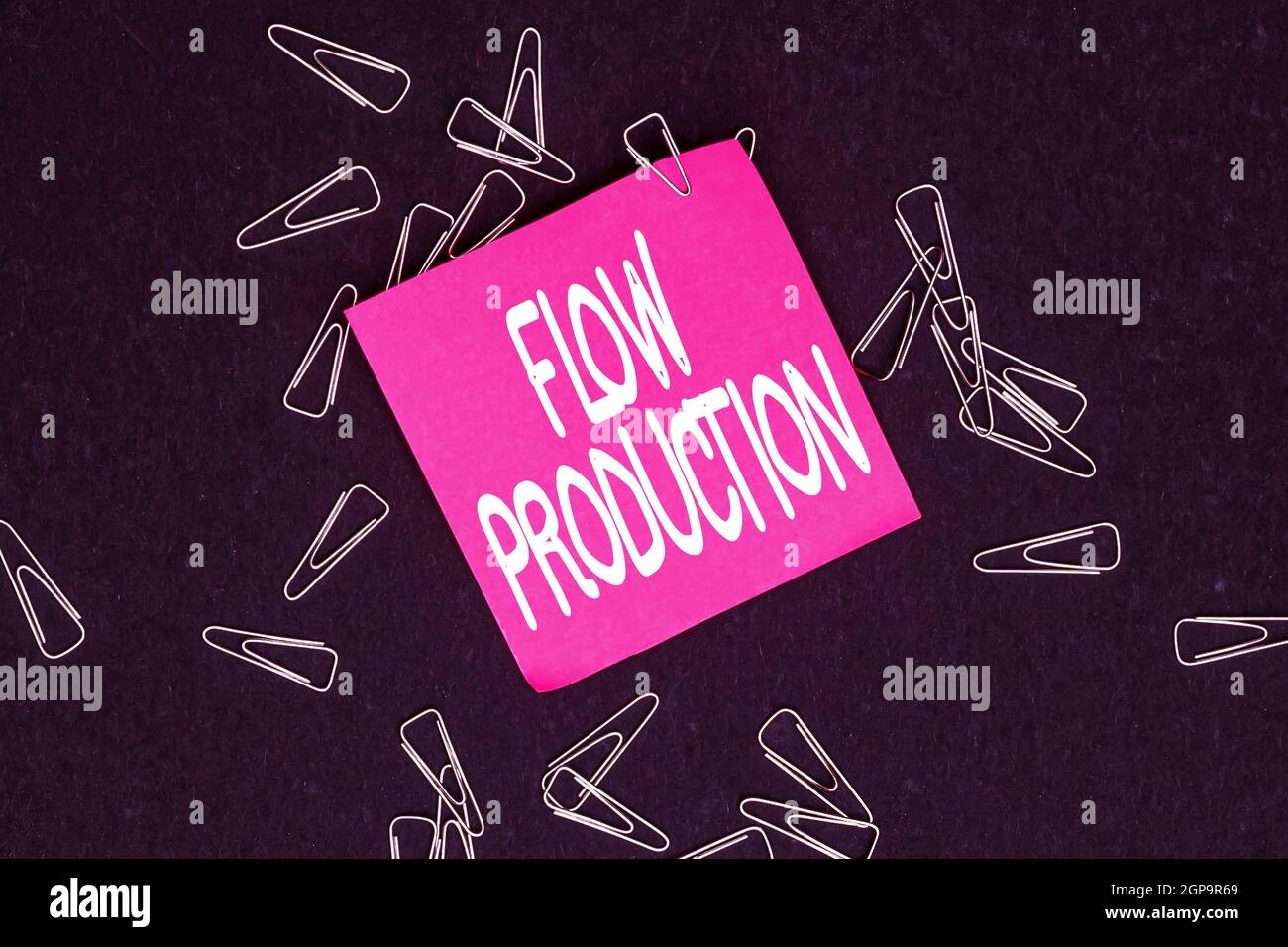 Text showing inspiration Flow Production. Concept meaning items are ...