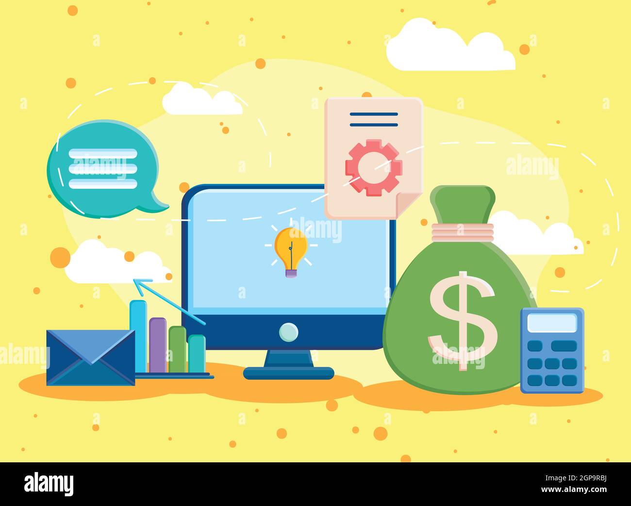 Computer with icon set of strategic theme Stock Vector Image & Art - Alamy