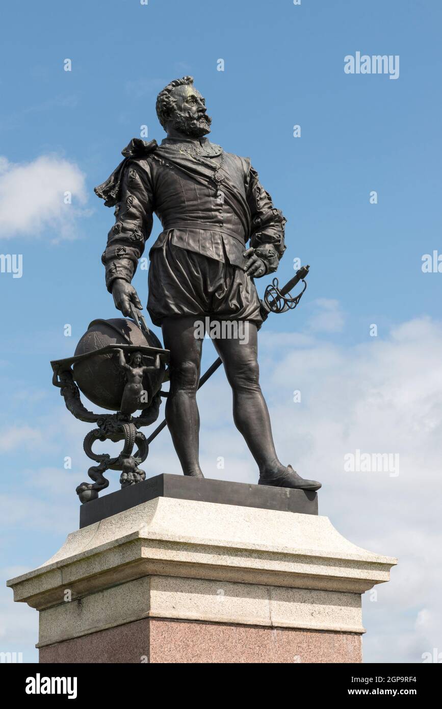 view of statue of famous English commander in historic sea town of ...