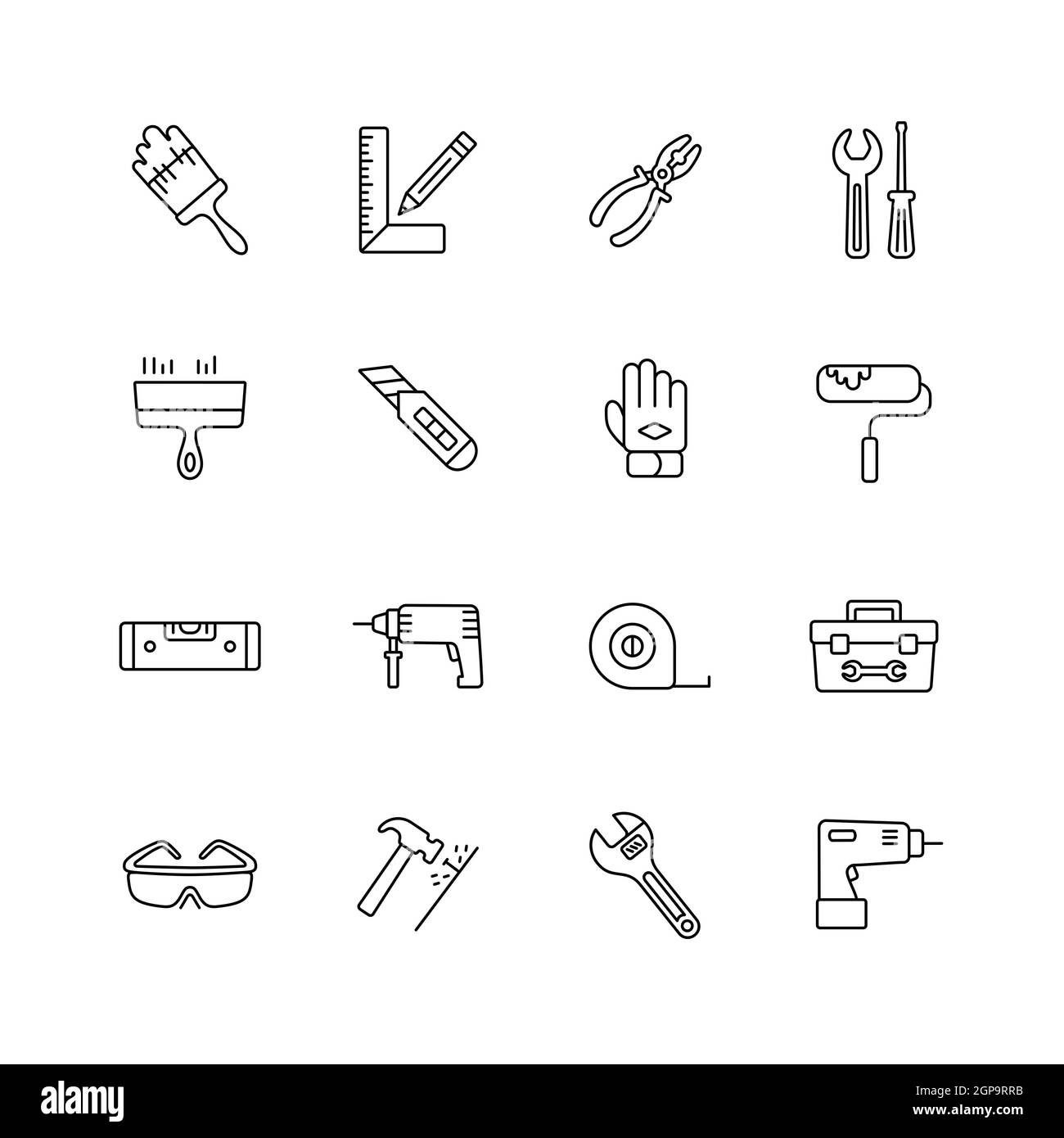 Building, construction and home repair tools icons. Graph symbol for ...