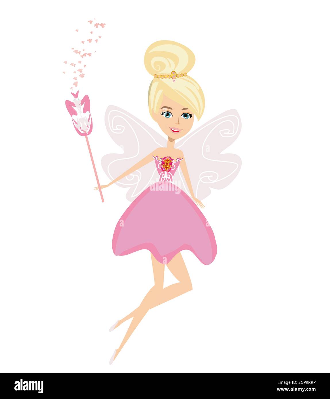 Beautiful fairy with magic wand - isolated character Stock Photo - Alamy