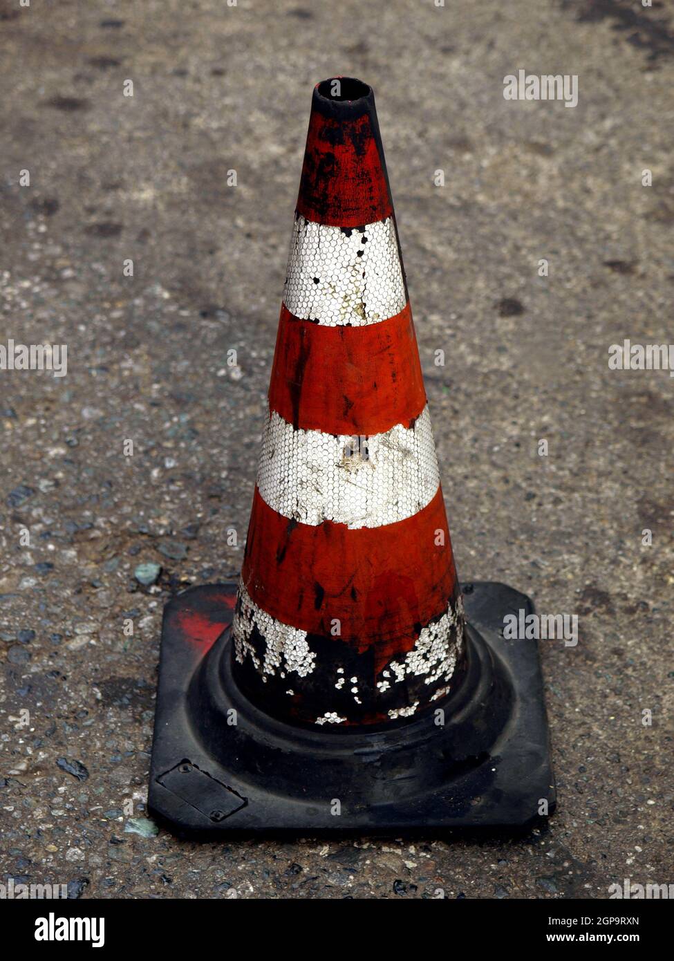 traffic cone to mark road works or temporary obstruction traffic sign ...