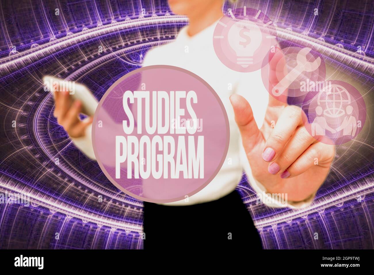 Text sign showing Studies Program. Business concept Platform help move ...