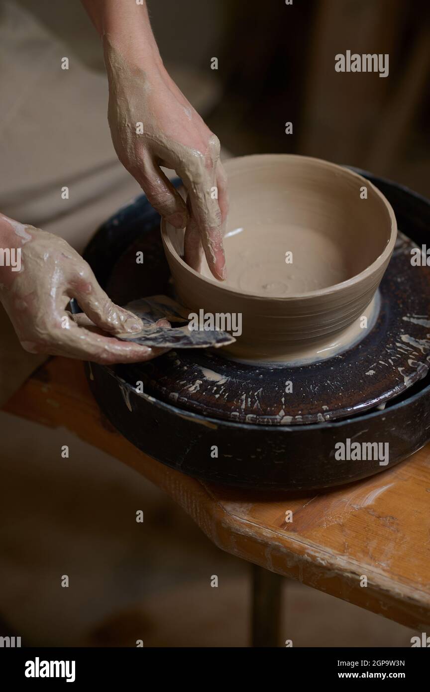 Process of pottery and making a new bowl Stock Photo - Alamy