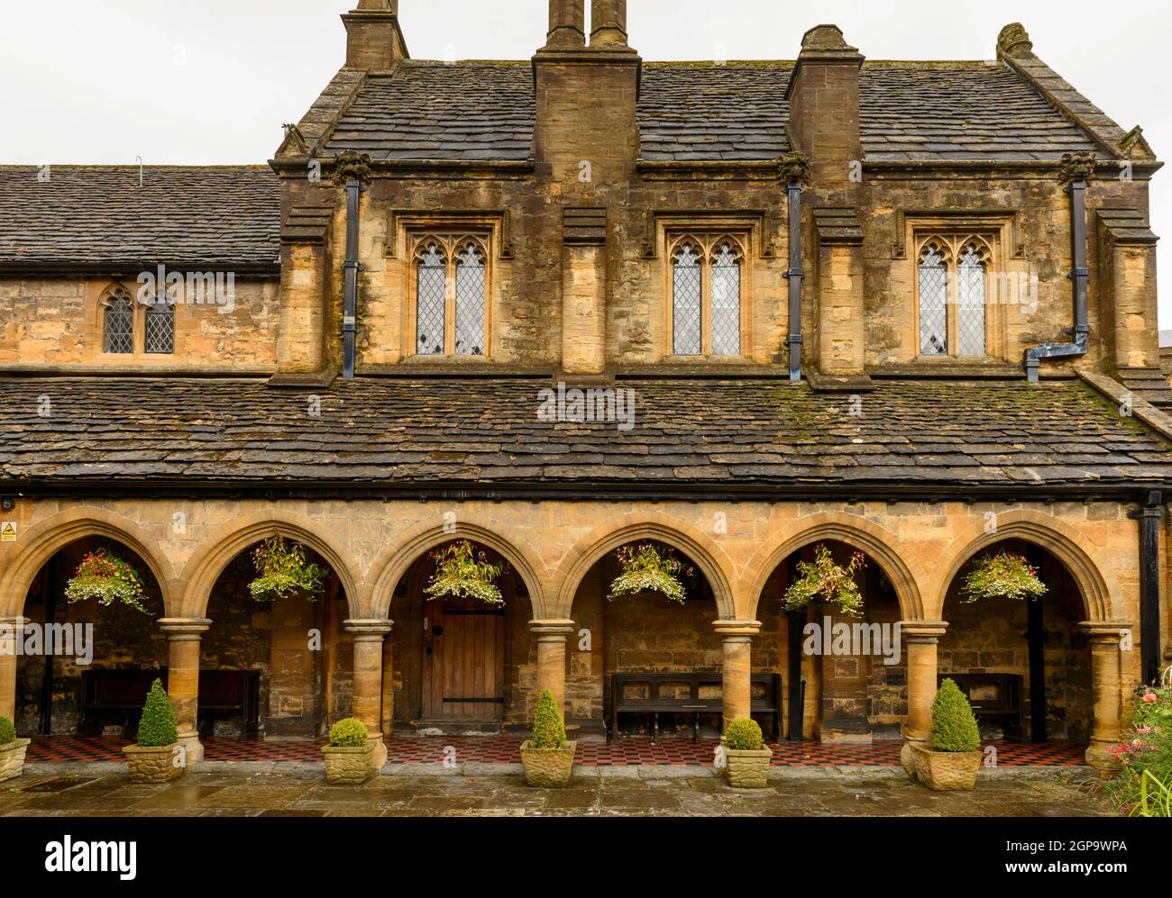 view of medieval building in town center Stock Photo - Alamy