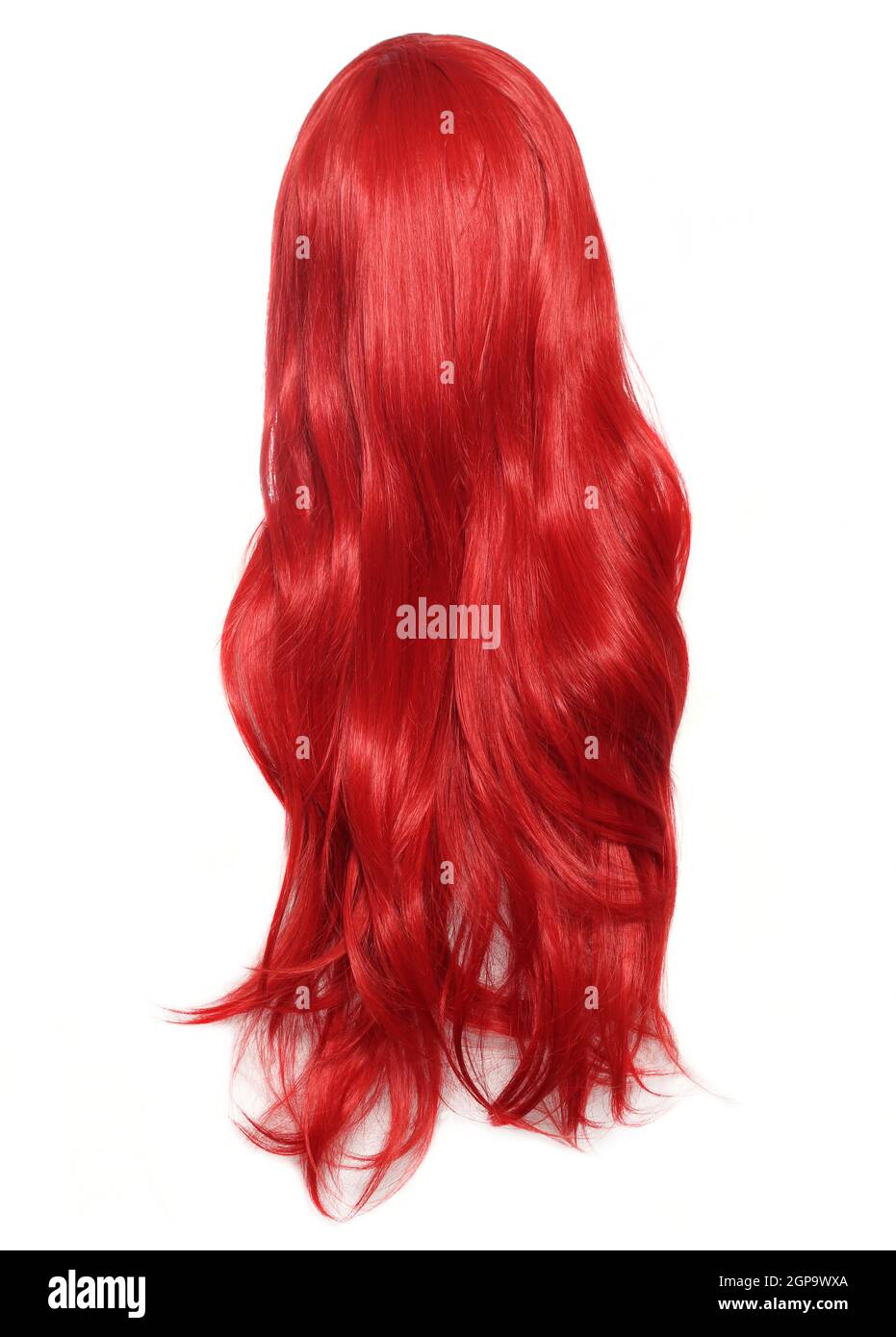 Red Anime Style Wig on mannequin head isolated on white background ...