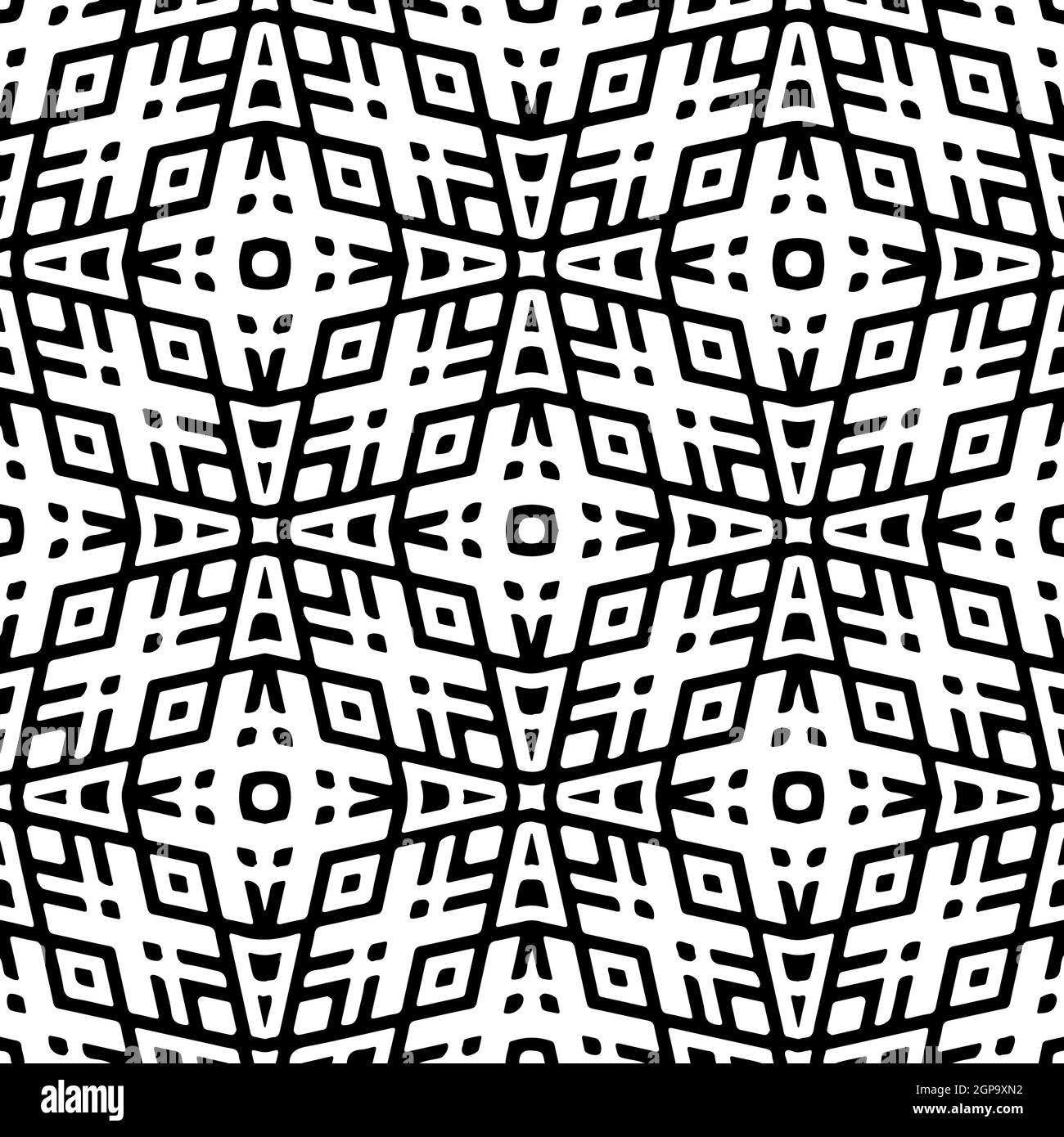 Seamless vector pattern in geometric ornamental style. Black pattern ...