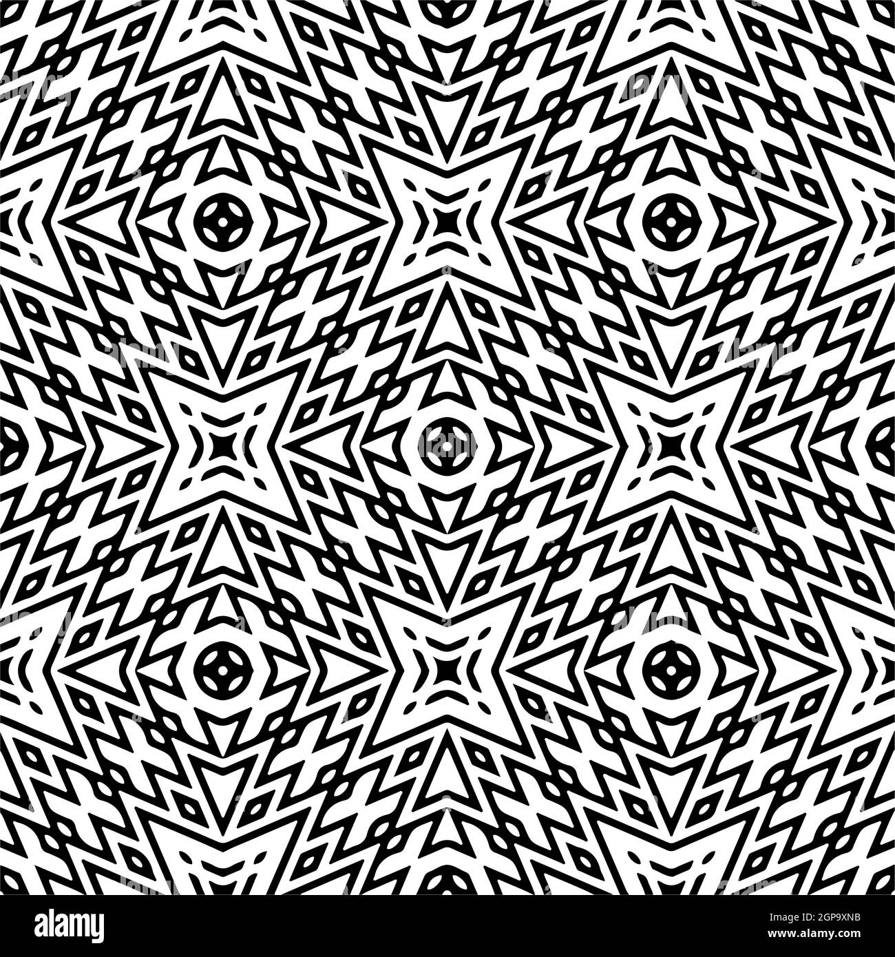 Seamless vector pattern in geometric ornamental style. Black pattern ...