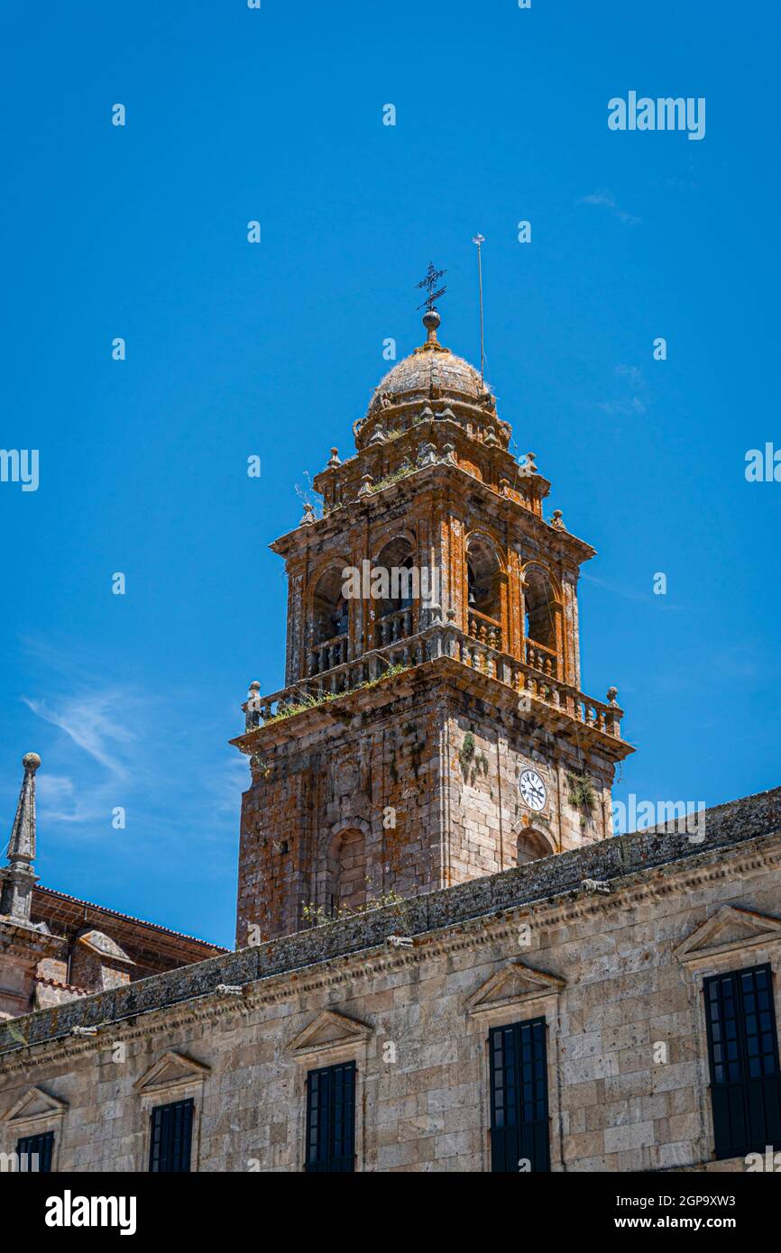 Bell tower of the Monastery of San Salvador in the town of Celanova ...