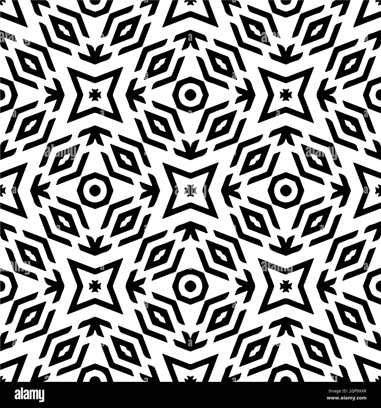 Seamless vector pattern in geometric ornamental style. Black pattern ...