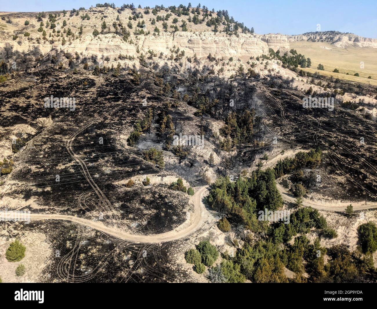 Wildfire remnants as seen from a Nebraska Army National Guard UH-60 ...