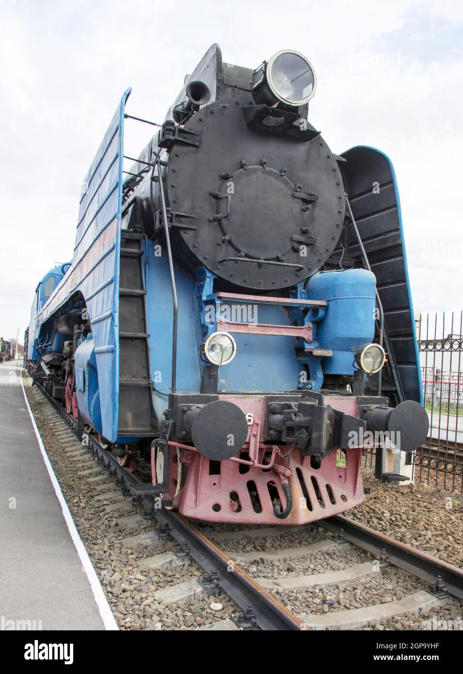 The blue express steam locomotive which is accelerating momentum 125 km ...