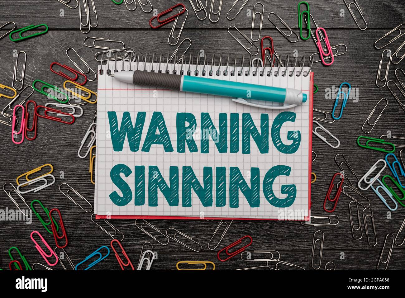 Text showing inspiration Warning Sinning. Concept meaning stop the ...