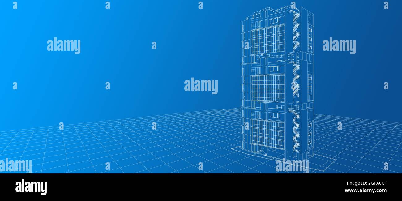 3d wireframe building hi-res stock photography and images - Alamy