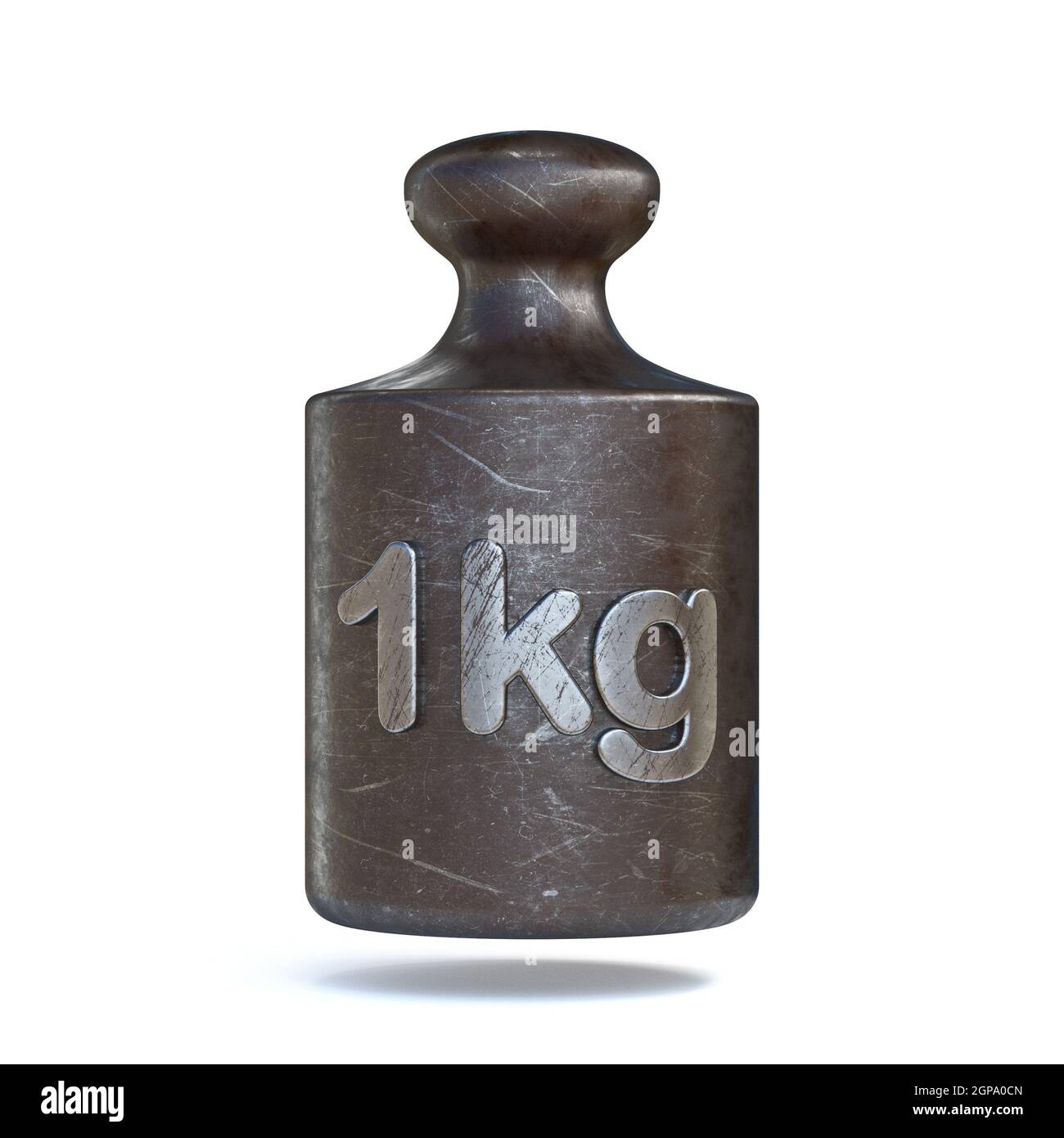 Old weight one kilogram 3D rendering illustration isolated on white ...