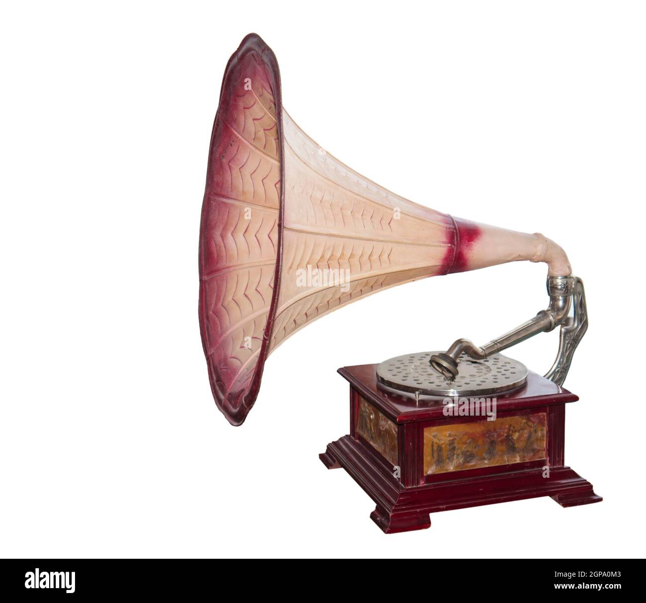 Ancient record player-is isolated on the white Stock Photo - Alamy