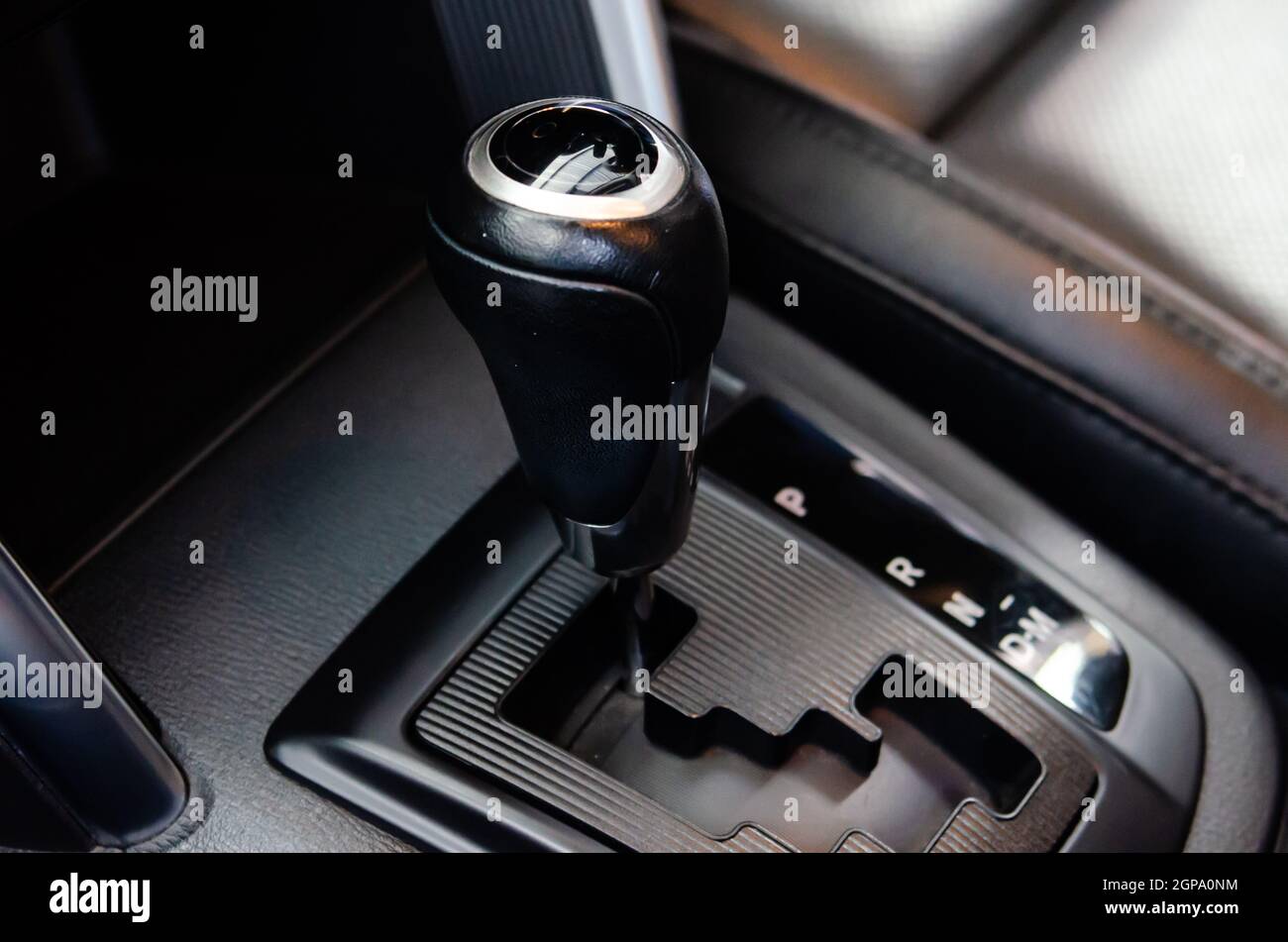 Automatic gear stick inside modern sport car Stock Photo - Alamy