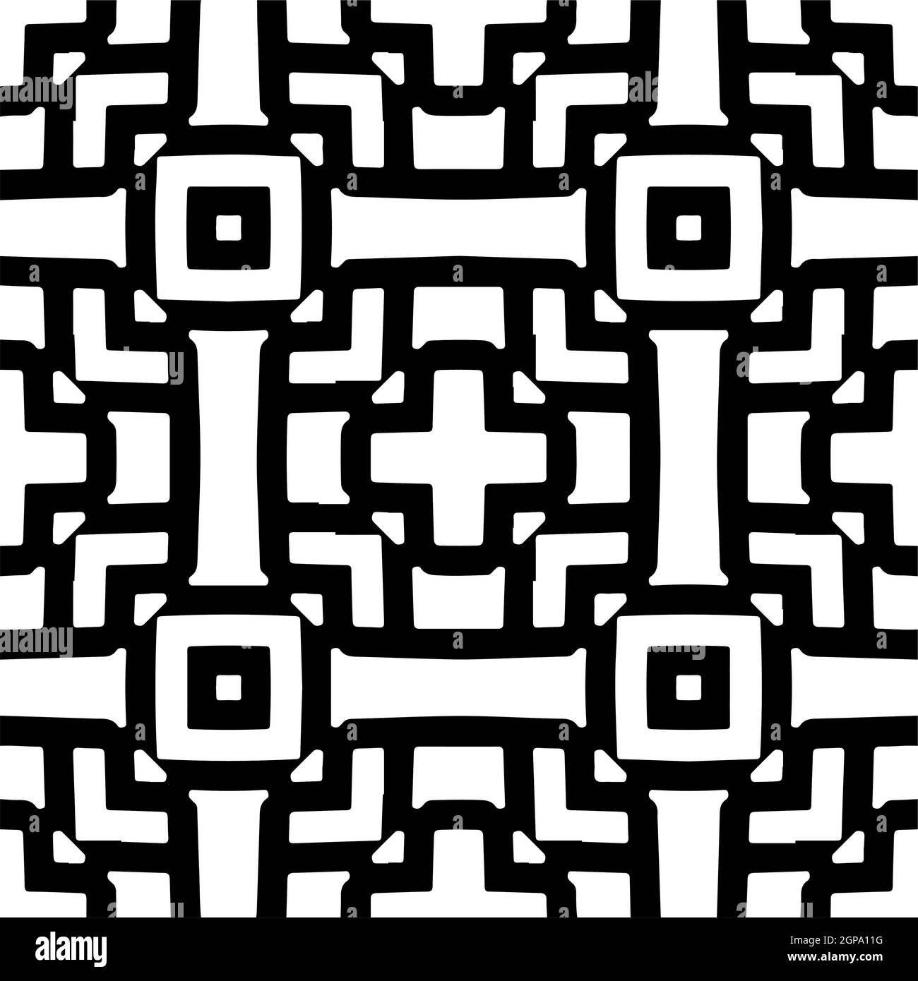 Seamless vector pattern in geometric ornamental style. Black pattern ...
