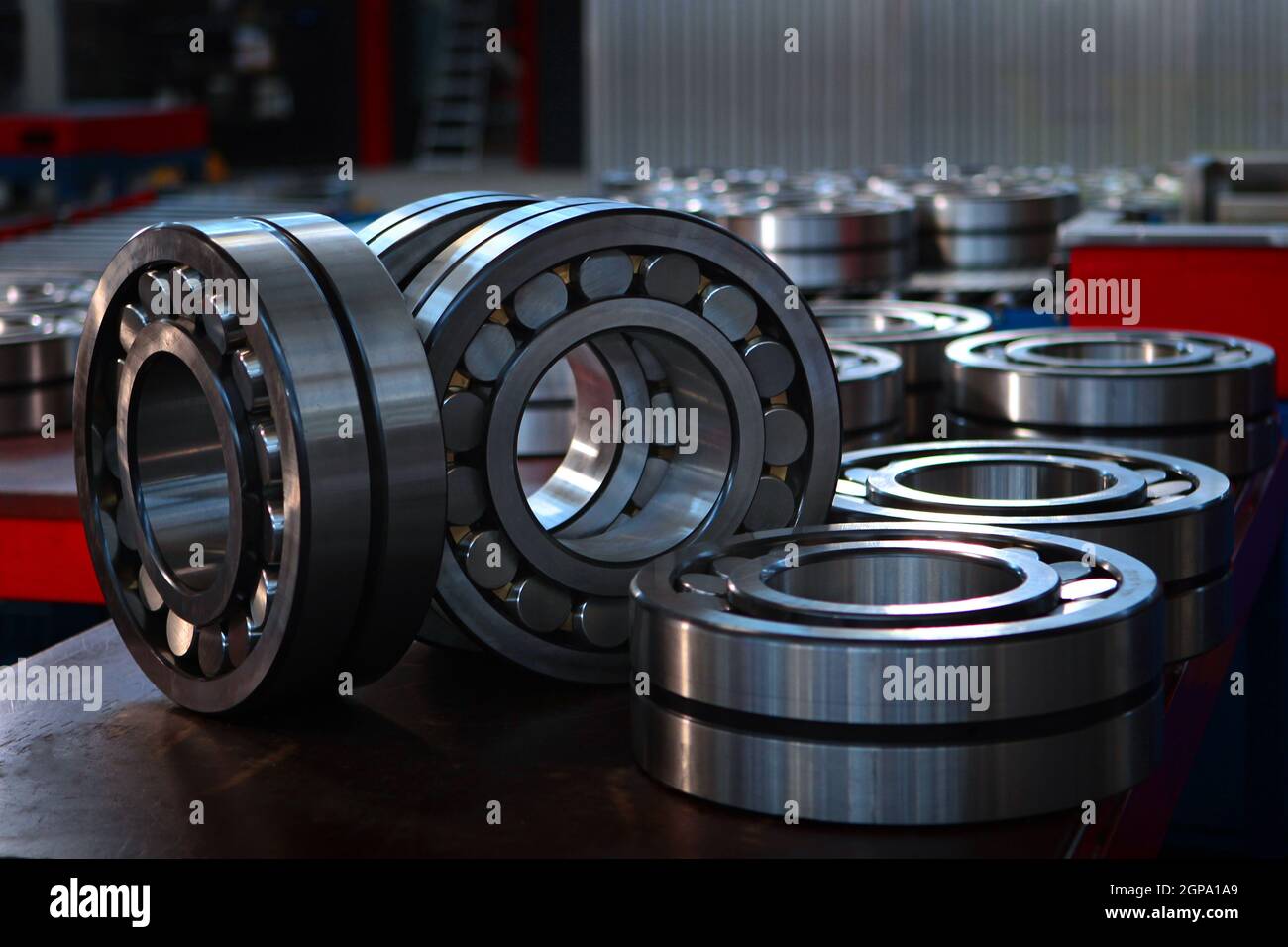 Ready-made large-diameter bearings in production. Finished products of ...