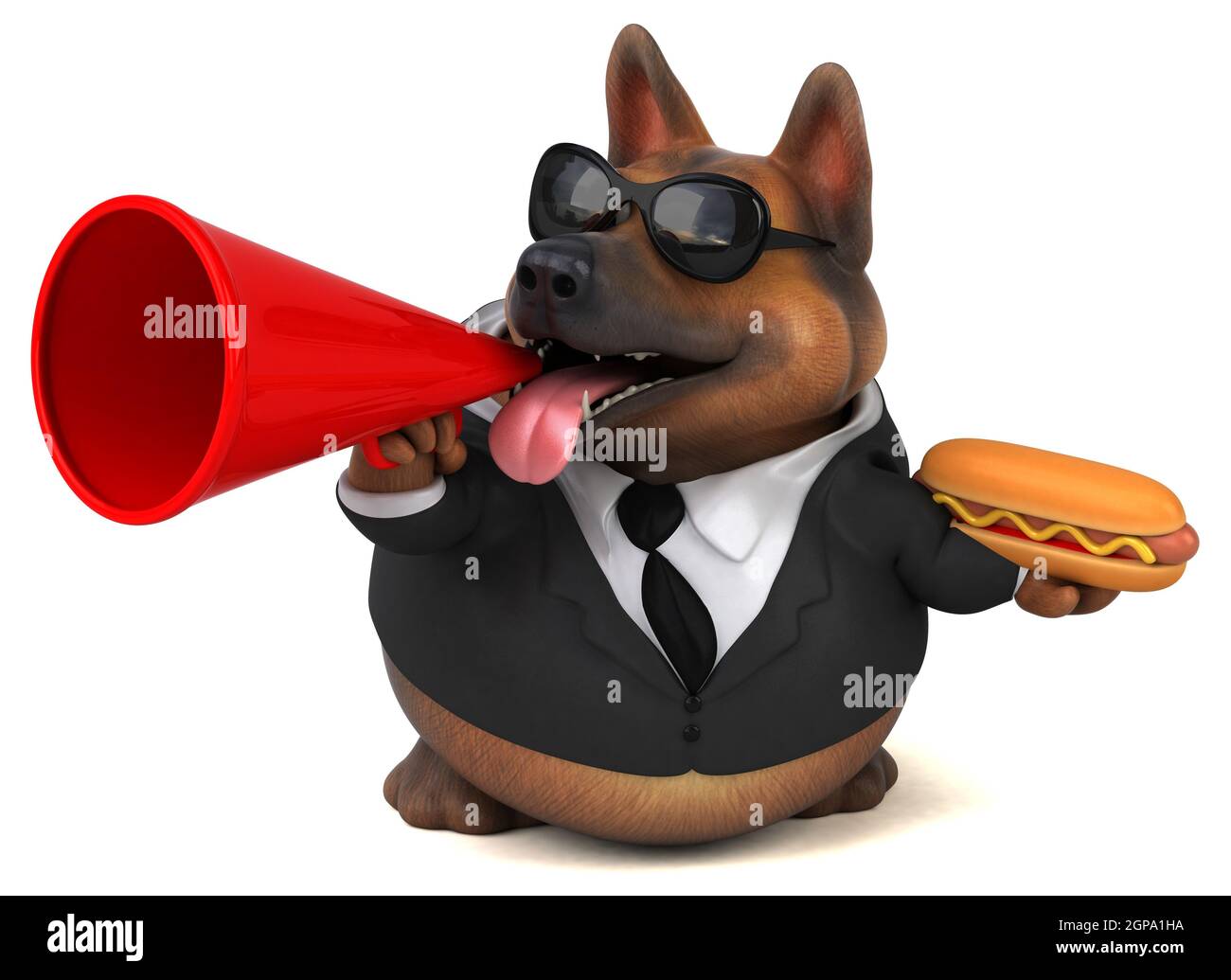 Fun german shepherd dog - 3D Illustration Stock Photo - Alamy