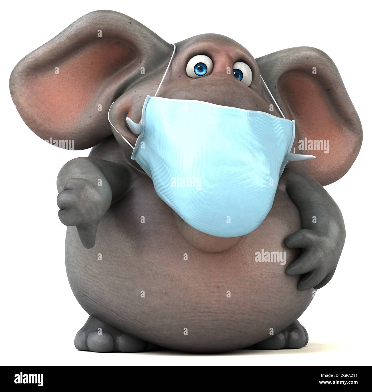 Fun 3D illustration of an elephant with a mask Stock Photo - Alamy