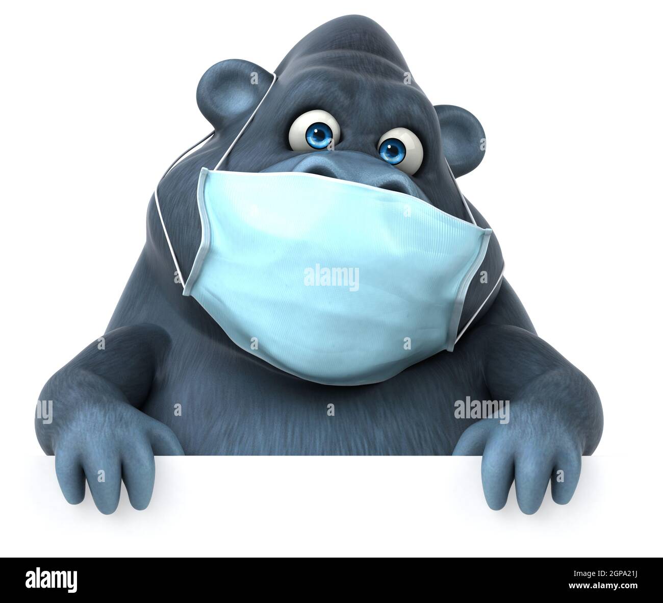 Fun 3D cartoon gorilla with a mask Stock Photo - Alamy