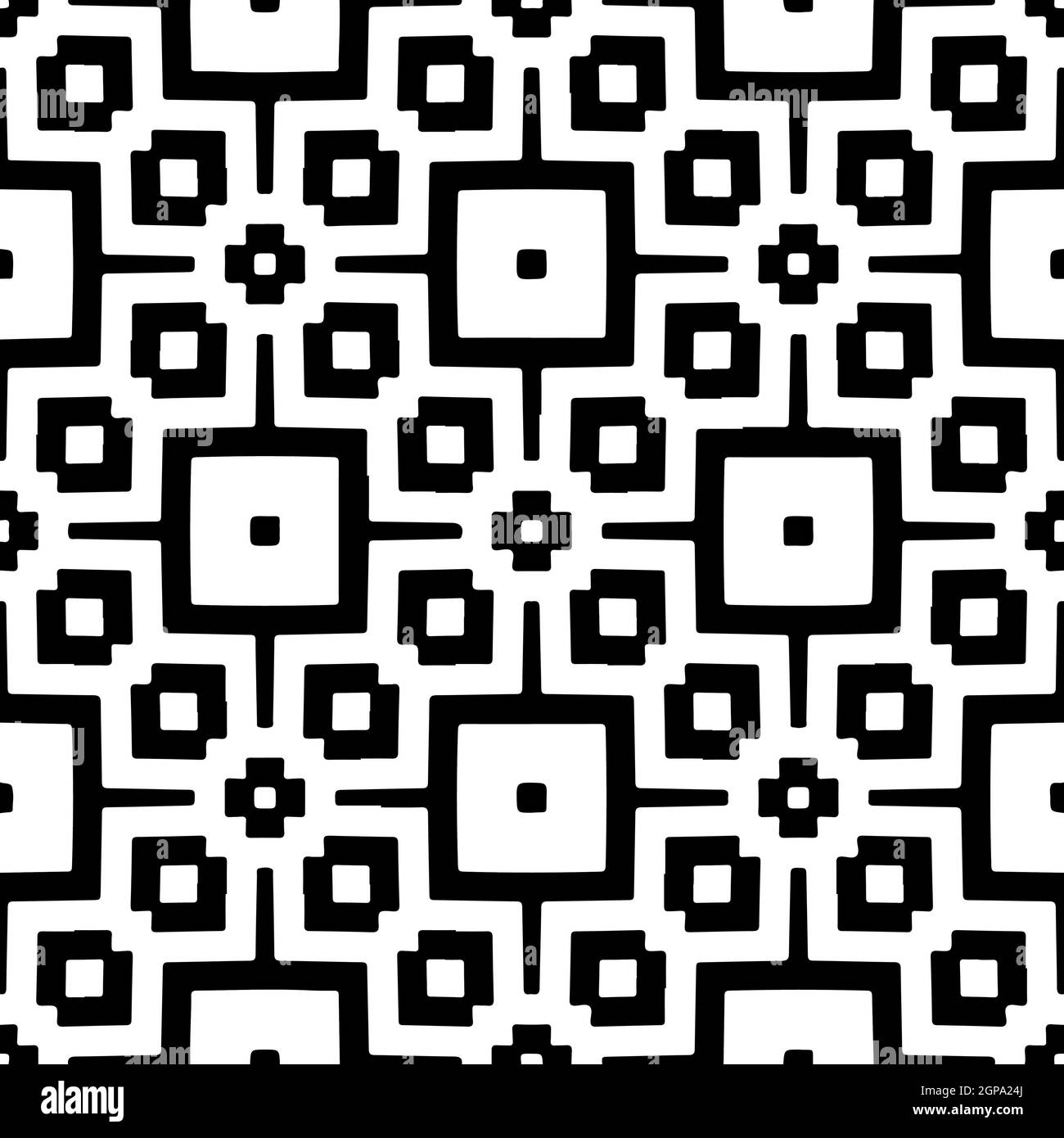 Seamless vector pattern in geometric ornamental style. Black pattern ...