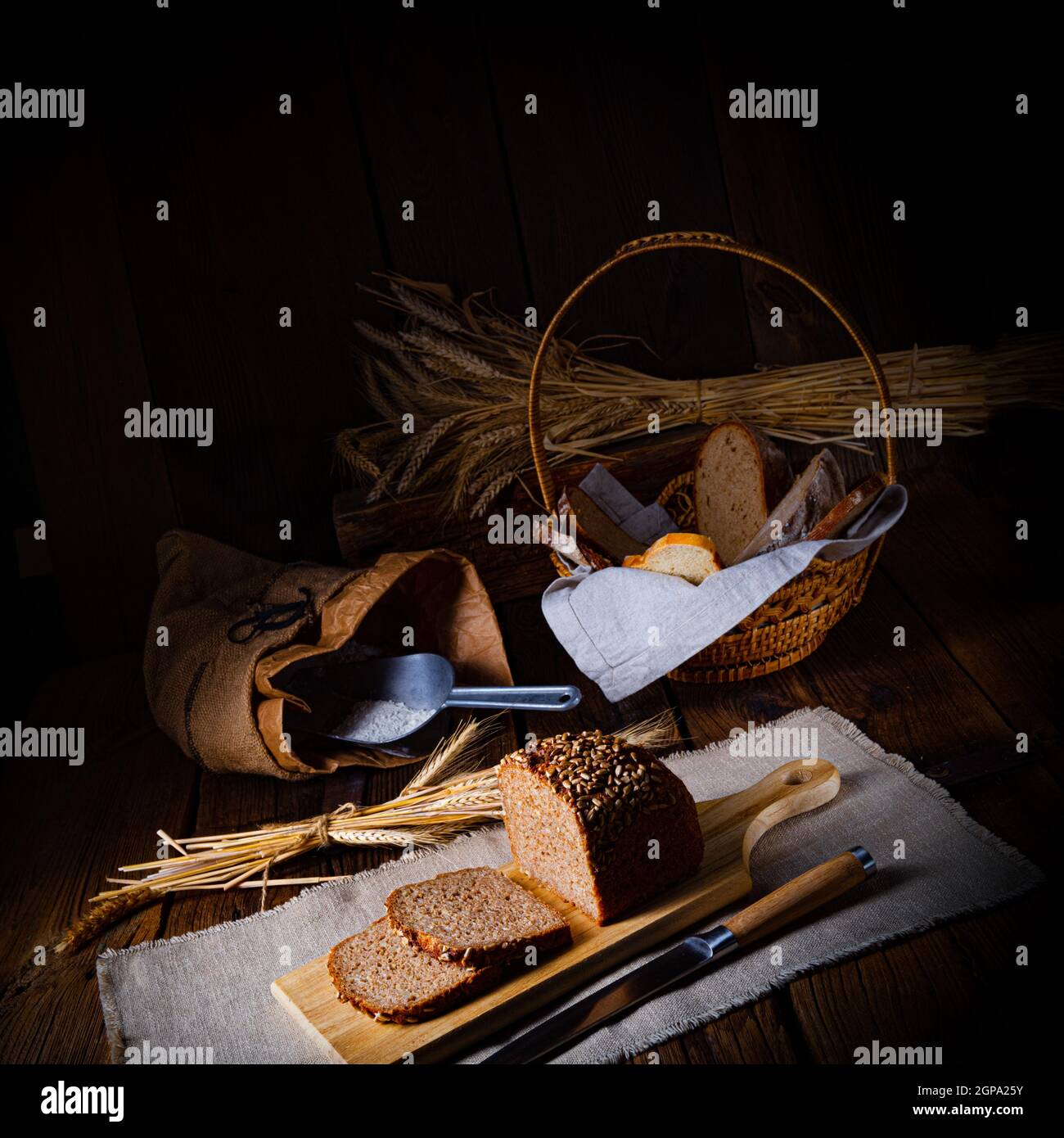 Moist wholemeal bread, crushed or ground whole grain Stock Photo - Alamy