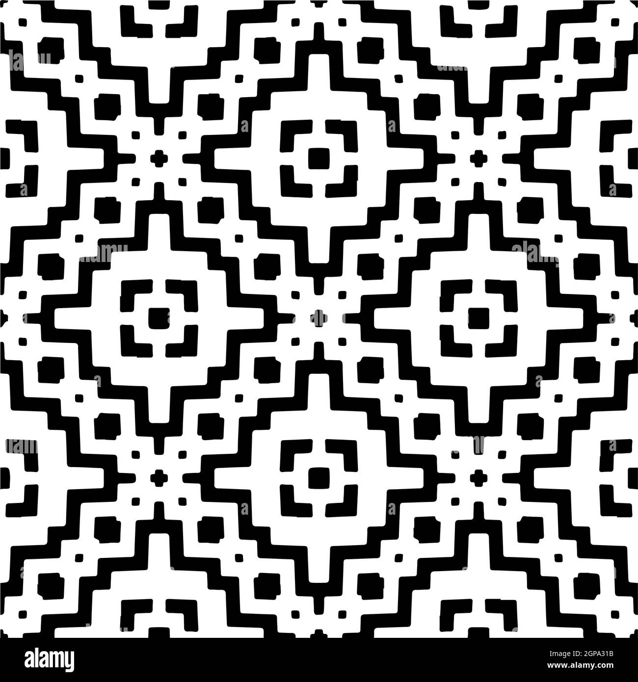 Seamless vector pattern in geometric ornamental style. Black pattern ...