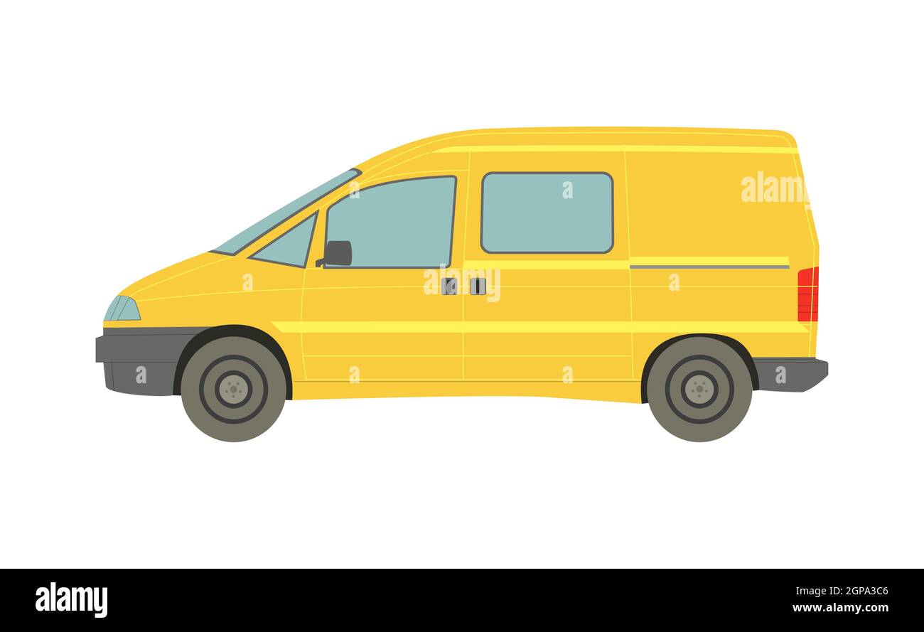 Big yellow minivan on white background - Vector illustration Stock ...