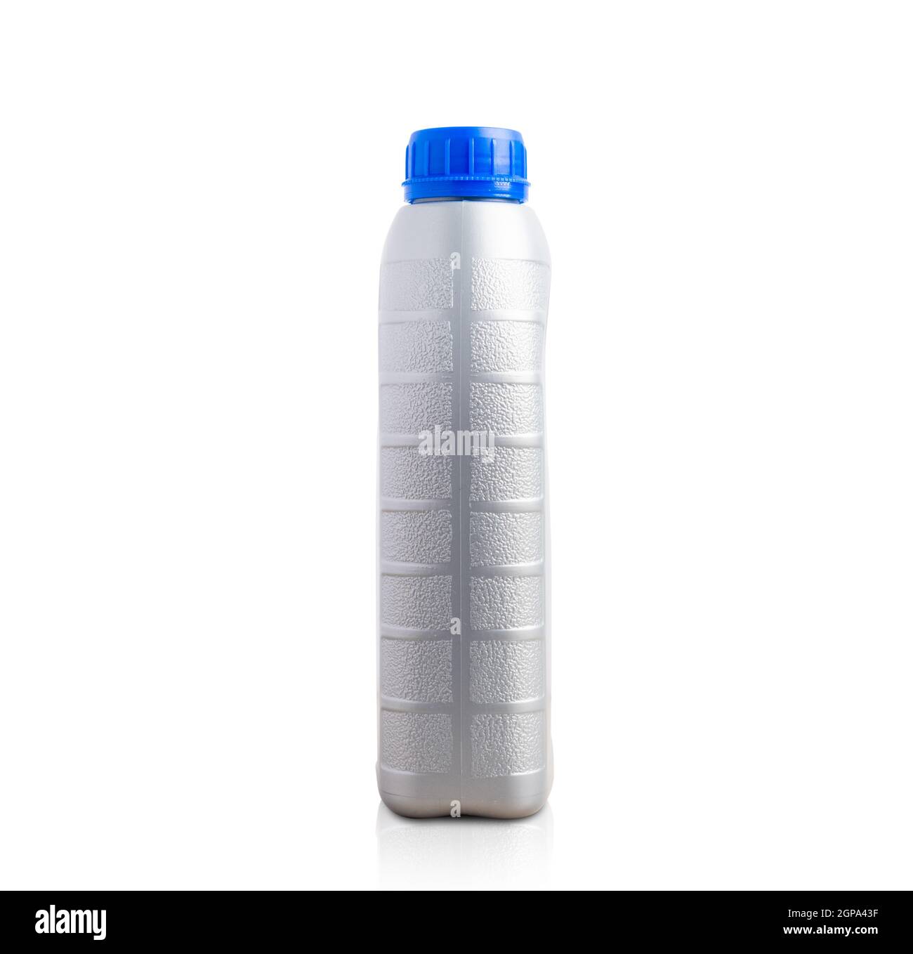 Gray plastic can machine lubricating oil bottle 1 liter with a blue cap ...