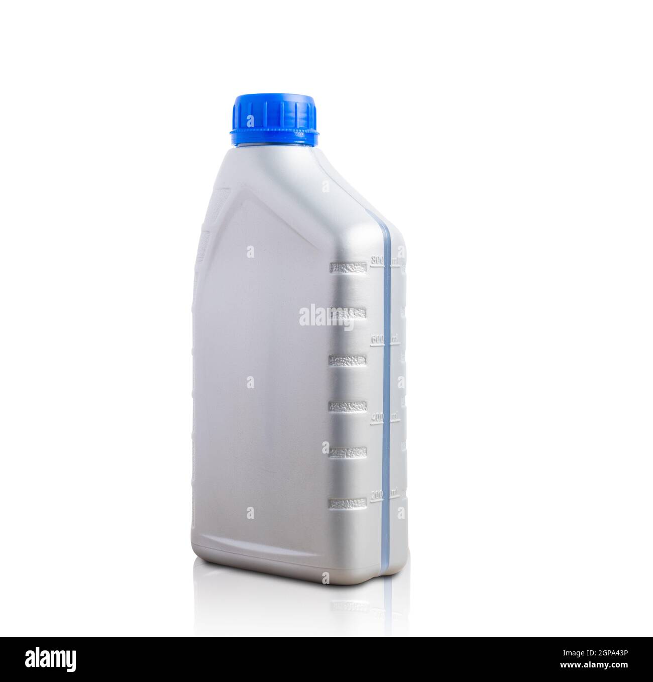 Gray plastic can machine lubricating oil bottle 1 liter with a blue cap ...