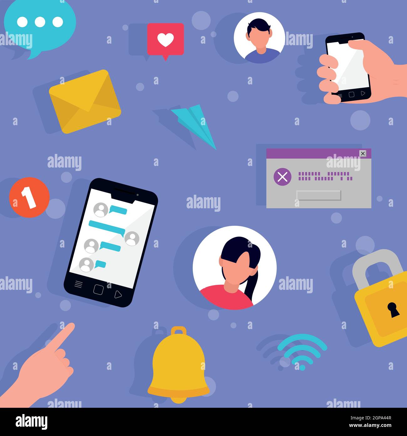Messaging icon set on purple background Stock Vector Image & Art - Alamy