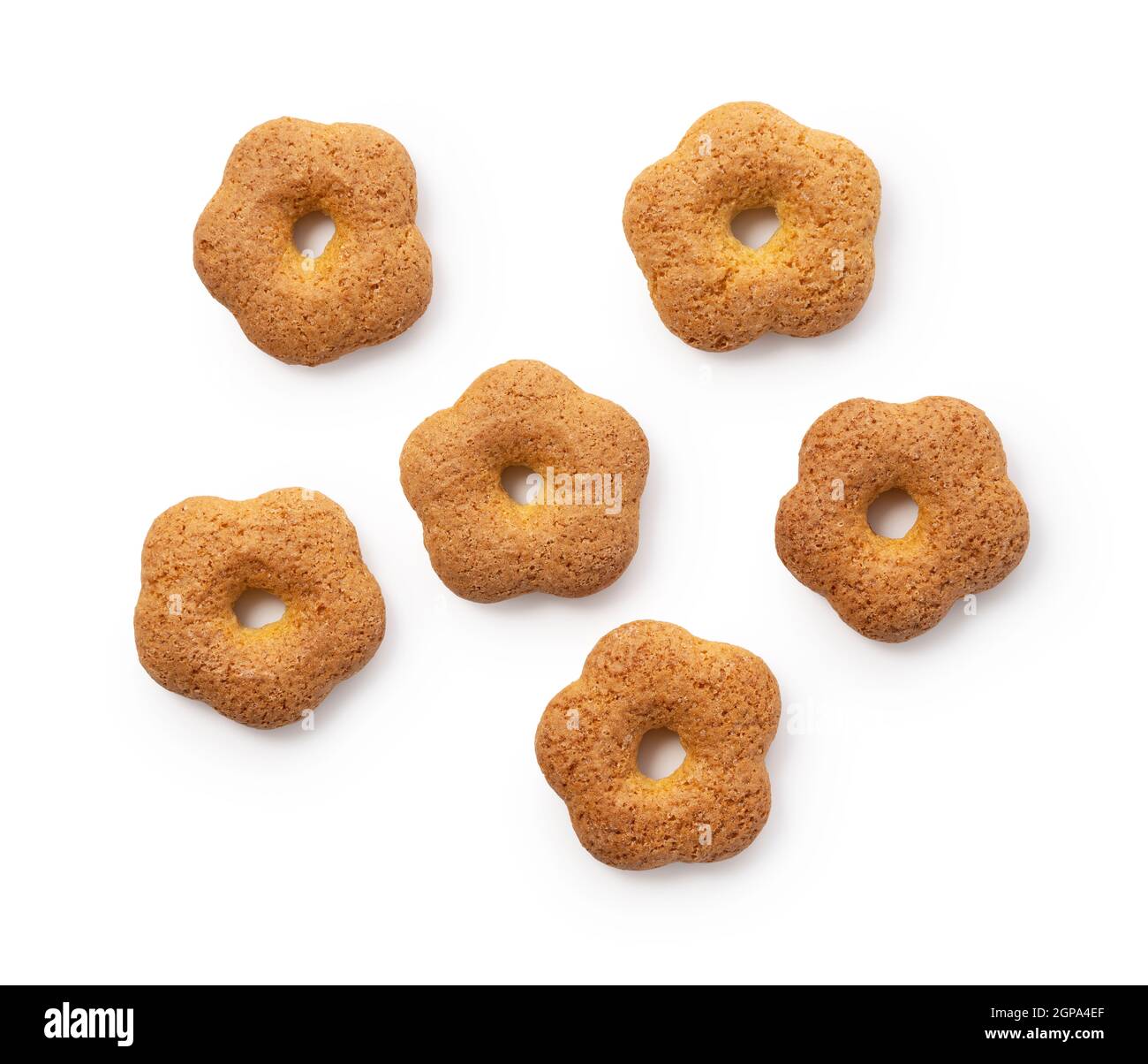 Japanese baked goods placed on a white background. Sobaboro. View from ...