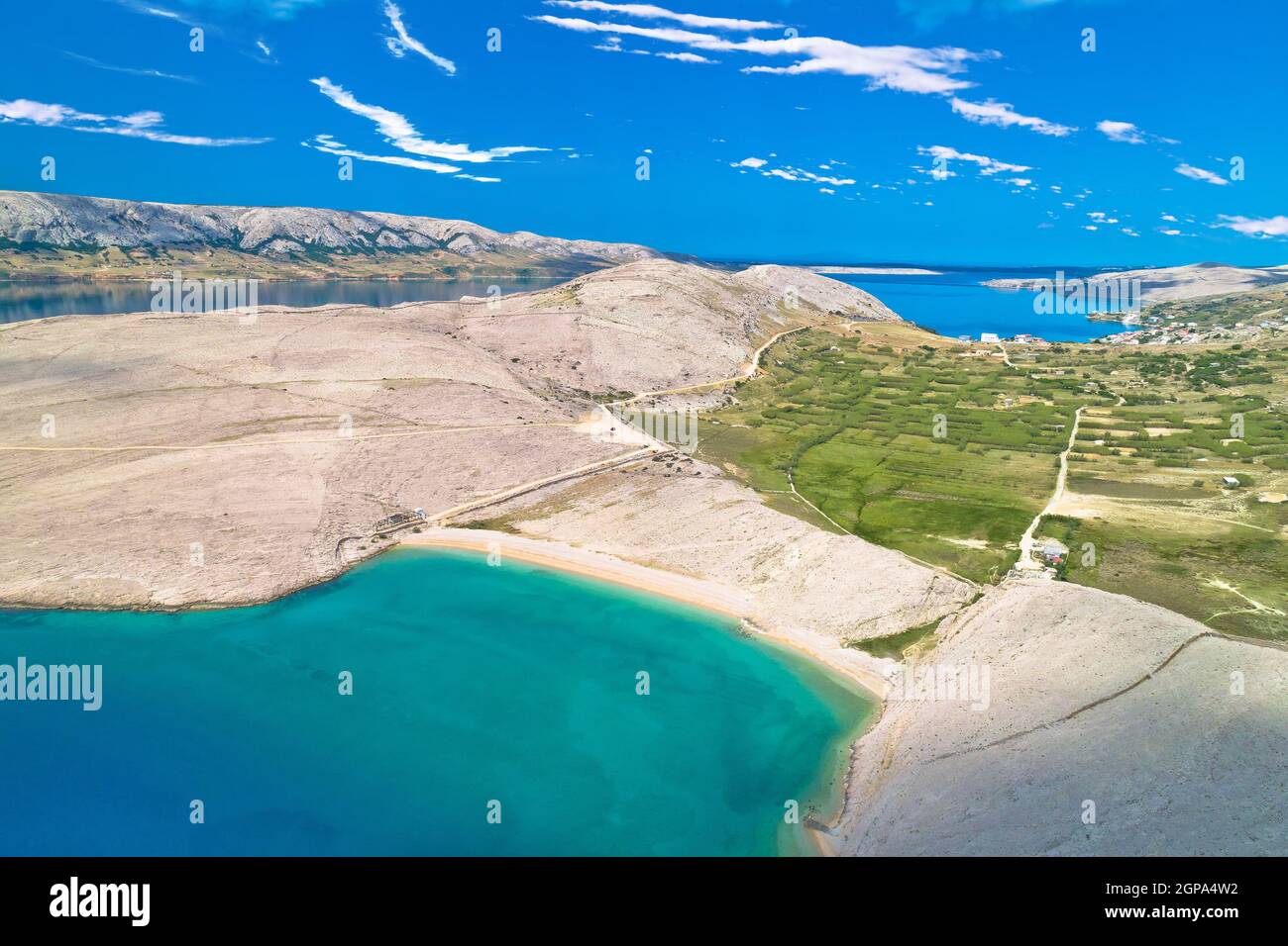 Metajna, island of Pag. Famous Beritnica beach in stone desert amazing ...