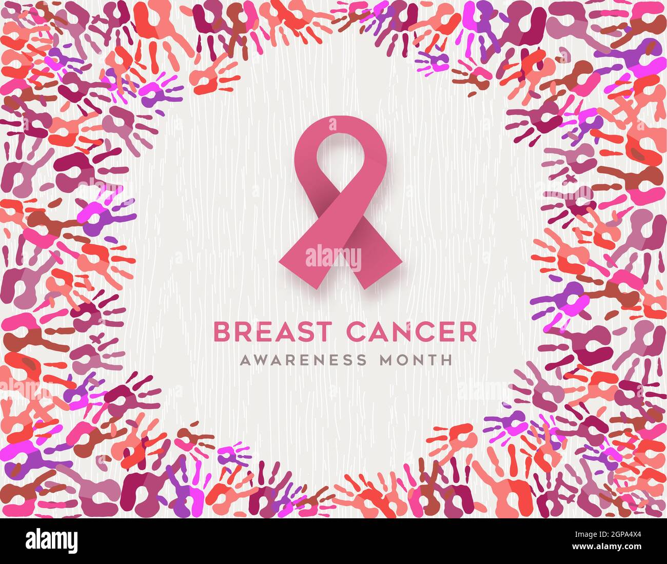 Breast Cancer Awareness Month greeting card illustration of diverse ...