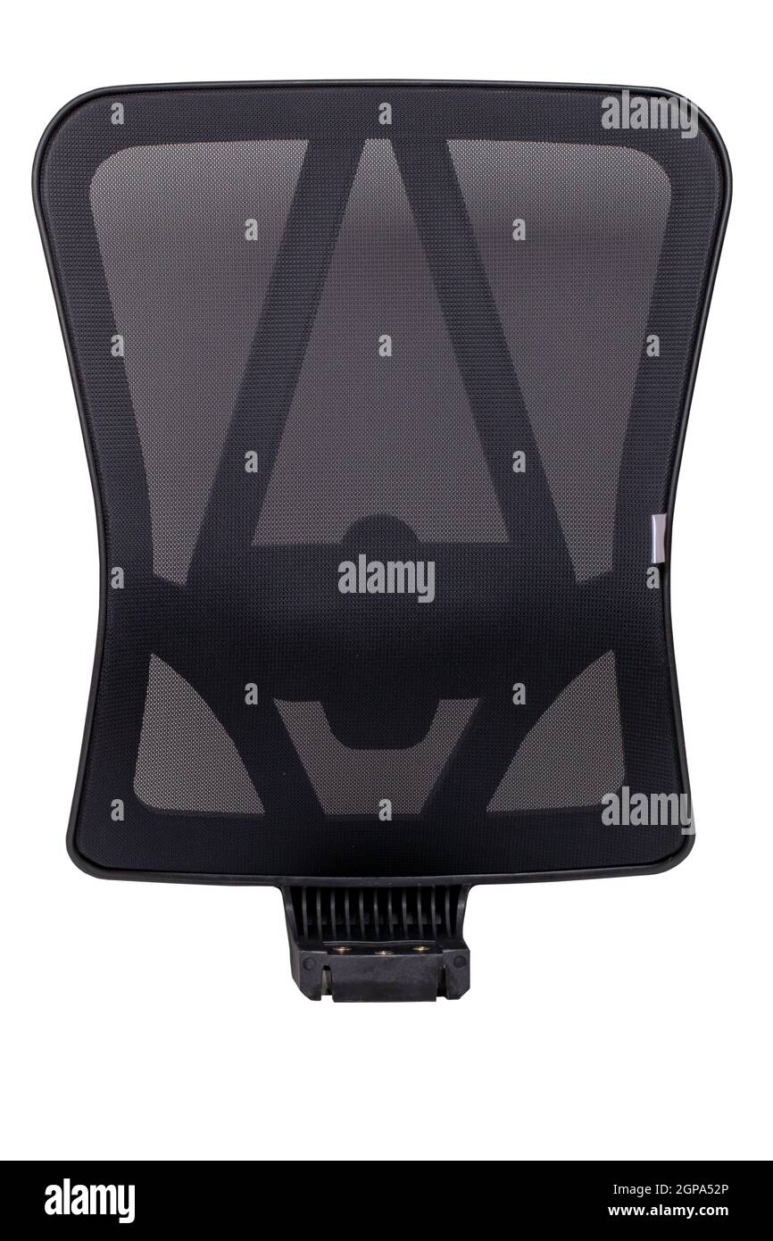 Spare parts isolated. Closeup of black backrest of a office or computer ...